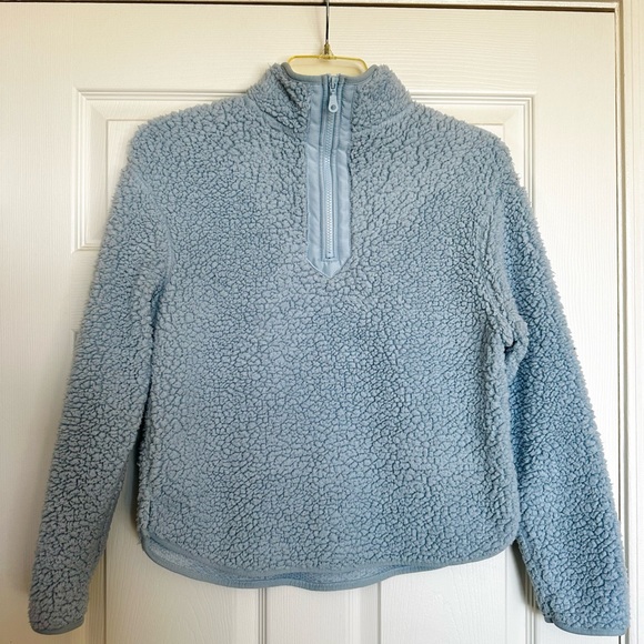 Wallflower | Jackets & Coats | Baby Blue Teddy Bear Quarter Zip | Poshmark